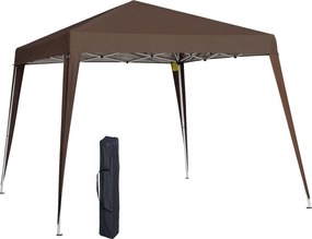 Outsunny 3x3m Zahradní Altán Skládací Stan Pop-up Ocelový Voděodolný Polyester Anti-UV s Hnědým Nosičem | Aosom