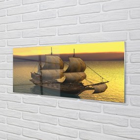 akrylový obraz Yellow sky ship sea 120x60 cm