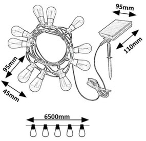 Rabalux 77165 - LED Solární řetěz ZIRC LED/3,6W/3,7V 1200mAh IP44