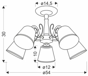 Lustr na tyči LOSANNA 5xE14/40W/230V mosaz