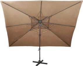 Boční zahradní slunečník s dvojitou stříškou taupe 400 x 300 cm 312375