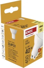 Emos lighting LED žárovka Basic MR16 / GU10 / 5,2 W (40 W) / 450 lm / teplá bílá 1525730235