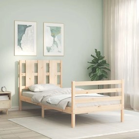 vidaXL Rám postele s čelem 90 x 200 cm masivní dřevo [3194105] Barva: Přírodní