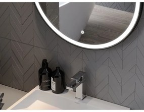 Mexen Reni, LED koupelnové zrcadlo s podsvícením 80x80 cm, 6000K, černý rám, ochrana proti zamlžování, 9812-080-080-611-70
