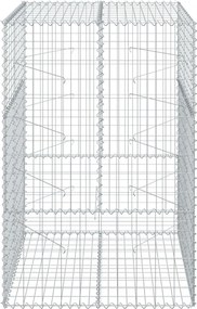 Gabionový koš s víkem 100 x 100 x 150 cm pozinkované železo 3295213