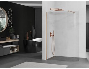 Mexen Kioto, sprchová zástěna Walk-In 90 x 200 cm, 8mm čiré sklo, měděný matný profil, 800-090-101-65-06