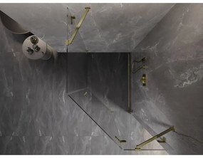 Mexen Lunar, pětiúhelníkový sprchový kout naklápěcí vpravo 80 x 100 cm, 8mm čiré sklo, zlatý profil, 831-080P-100L-50-00-P