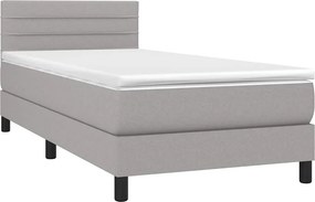 Box spring postel s matrací a LED světle šedá 80x200 cm textil 3133189