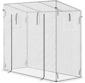 Outsunny Malý Zahradní Skleník - Zahradní Skleník s Okny a Ocelovou Rámem pro Pěstování Rajčat, Rostlin a Květin 200x76x168 cm Bílý | Aosom