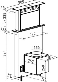 Novoterm Odsavač par výsuvný Spirit 90 IN, nerez kartáčovaná
