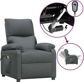 Elektrické masážní křeslo tmavě šedé textil 3073828