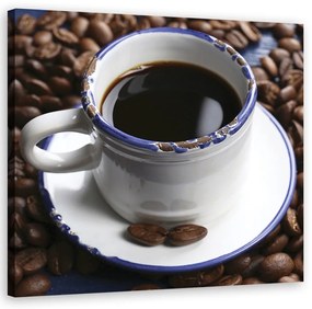 Obraz na plátně, Black Coffee šálek - 40x40 cm