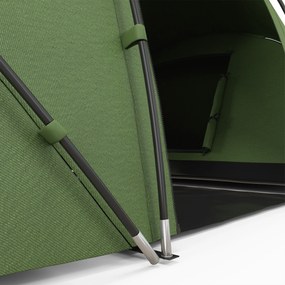 Tunelový stan pro 4-6 osob, kempinkový stan s dveřmi, podlážka, 2000 mm vodotěsná zelená barva