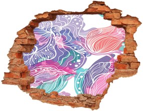 Wallmuralia 3D díra na zeď Kouzelné květiny 90x70 cm