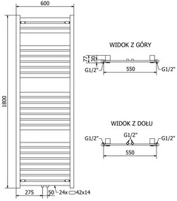 Mexen Uran, elektrické topné těleso 1800x600 mm + topná tyč 900 W, bílá, W105-1800-600-2900-20
