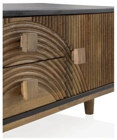 Černý/přírodní TV stolek z mangového dřeva 150x40 cm Mango – Geese