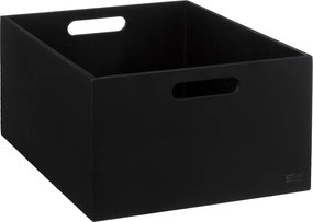 Sada úložných boxů s bambusovým víkem BAVA, černá barva, 3 kusy