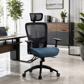 Ergonomická kancelářská židle MERTON - modrá síťovina
