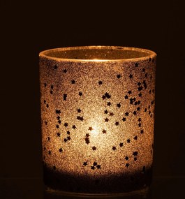 Černý skleněný svícen Baubles stars black – Ø 9*10 cm
