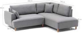 Hanah Home Rohová pohovka FELIX světle šedá pravá 825BLC1372