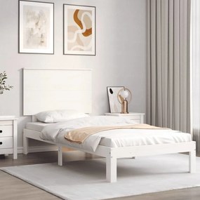 vidaXL Rám postele s čelem Single masivní dřevo [3193627] Barva: Bílá