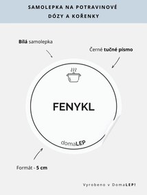 Samolepka na kořenky FENYKL bílá 5 cm tučné písmo