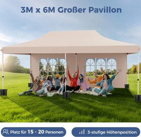 Costway Pavilon skládací pavilon s 6 odnímatelnými bočními stěnami a pytli