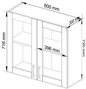 Horní kuchyňská skříňka LIMA W80 H720 bílá / dub sonoma