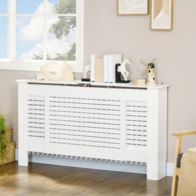 HOMCOM Rozkládací Kryt Radiátoru s Moderním Designem 139-208,5 x 20,5 x 82,5 cm MDF Bílá