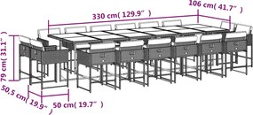 17dílný zahradní jídelní set s poduškami černý polyratan 3211423
