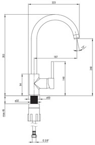 Deante Aster, stojánková dřezová baterie s ECO-provzdušňovačem 4.5 l/min, chromová, DEA-BCAE062M