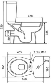 Alcaplast Grand Z WC kombi zadní odpad
