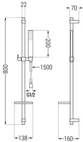 Mexen DQ00 posuvný sprchový set, Zlatorůžová - 785004581-60