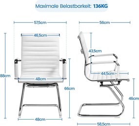 Sada 4 ks – Kancelářská židle Yaheetech – černá, 57,5 cm (délka) × 58,5 cm (šířka) × 88 cm (výška) (266586475106)