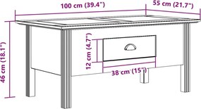 vidaXL Konferenční stolek BODO šedý 100x55x46 cm masivní borovice