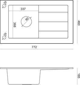 QUADRON Šedý kuchyňský granitový dřez WILL