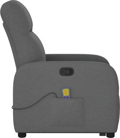 Zvedací masážní polohovací křeslo tmavě šedé textil 3302983