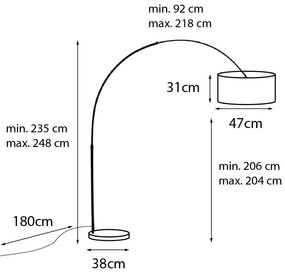 Moderní oblouková stojací lampa černá s dvojitým stínidlem černá se zlatou - XXL