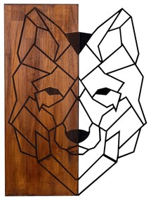 Wallexpert Dekorativní nástěnný dřevěný doplněk Wolf1, Ořech, Černá