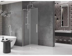 Mexen Velar L, posuvná sprchová zástěna Walk-in 90 x 200 cm, 8mm sklo námraza, broušená ocel, 871-090-003-33-97