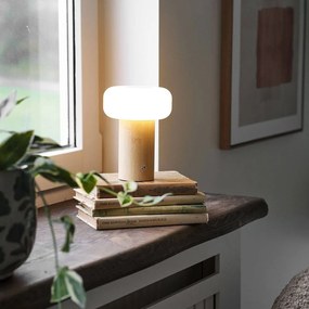 Bílá/v přírodní barvě bambusová stolní lampa s plastovým stínidlem (výška 18 cm) Stafford – House Nordic