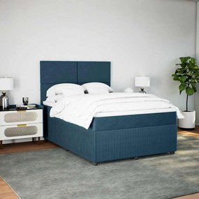 Box spring postel s matrací tmavě modrá 160x200 cm samet 3292380