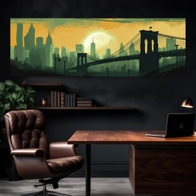 Obraz na plátně - Brooklynský most v New Yorku ve stylu Art Deco FeelHappy.cz Velikost obrazu: 120 x 40 cm