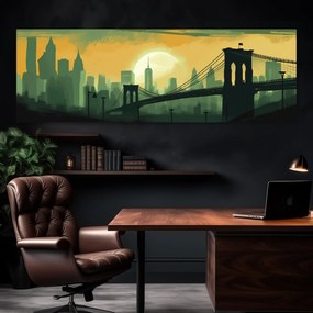 Obraz na plátně - Brooklynský most v New Yorku ve stylu Art Deco FeelHappy.cz Velikost obrazu: 150 x 50 cm