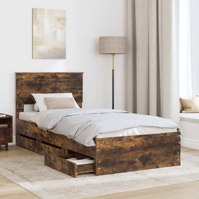 Rám postele s čelo Kouřový dub 90 x 200 cm Inženýrské dřevo 3410746