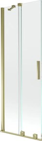 Mexen Velar, 2-křídlová posuvná vanová zástěna 75 x 150 cm, 8mm čiré sklo, zlatý lesklý profil, 896-075-000-01-50