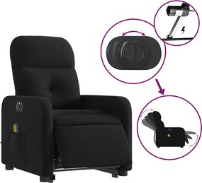 Elektrické zvedací masážní polohovací křeslo černé textil 3206824
