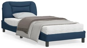vidaXL Rám postele s čelem modrý 90x200 cm textil