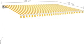 Ručně zatahovací markýza 500 x 300 cm žlutobílá 3068938