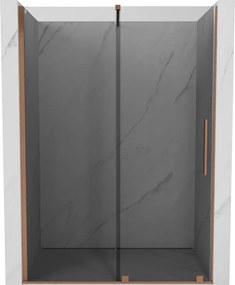 Mexen Velar, posuvné sprchové dveře do otvoru 150 cm, 8mm šedé sklo, měděná matná, 871-150-000-41-65